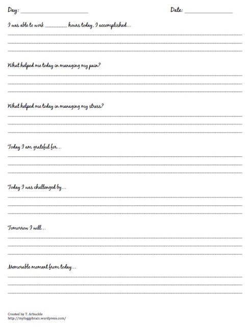 Track Your Progress: Fibro Journal Template – my foggy brain